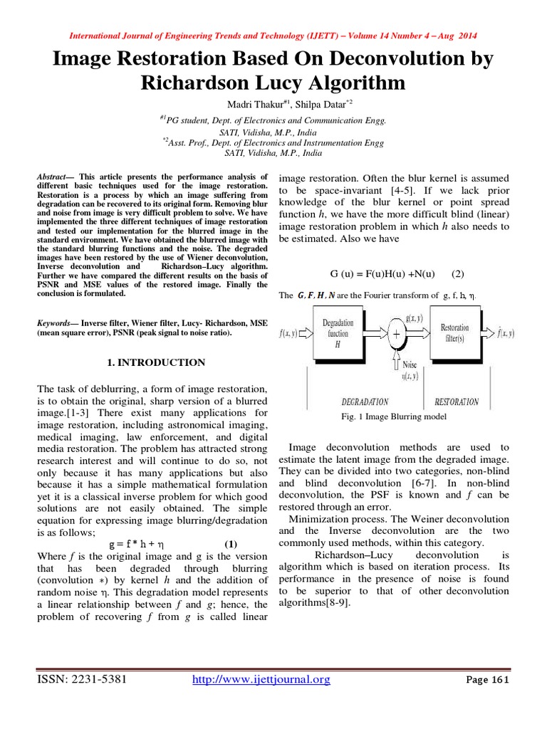 Image Restoration Based On Deconvolution by Richardson Lucy Algorithm ...
