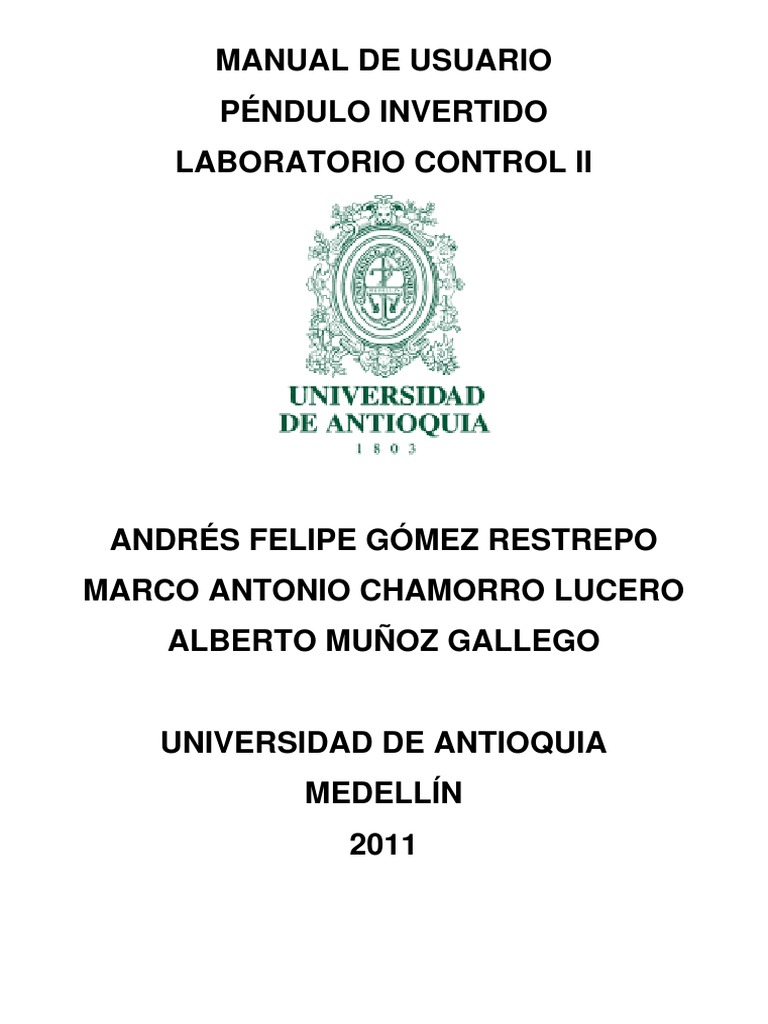 Manual de Usuario Péndulo Invertido Control II | PDF | Matlab | Péndulo