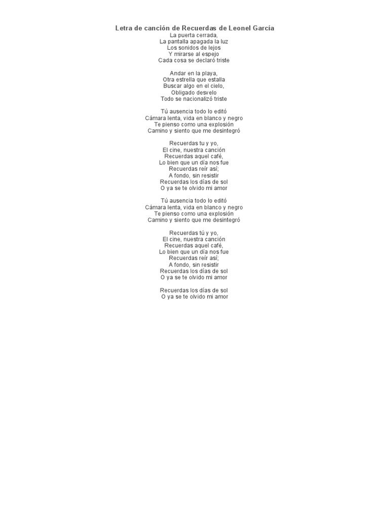 Letra de Canción de Leonel García | PDF | Amor | Naturaleza