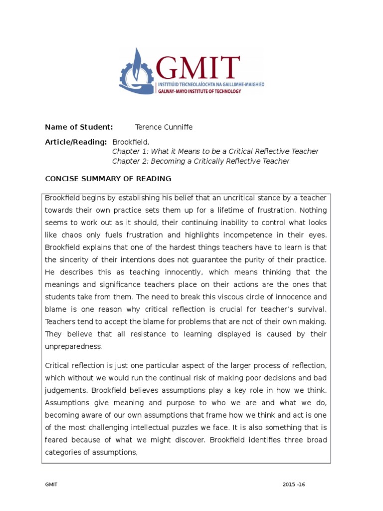 Critical Reflection in Teaching Practices | PDF | Reflective Practice | Epistemology