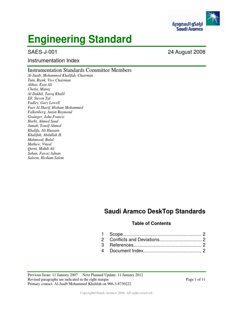 Saes J 001 | Download Free PDF | Instrumentation | Valve