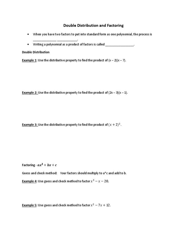 Double Distribution and Factoring Notes | PDF | Business | Computers