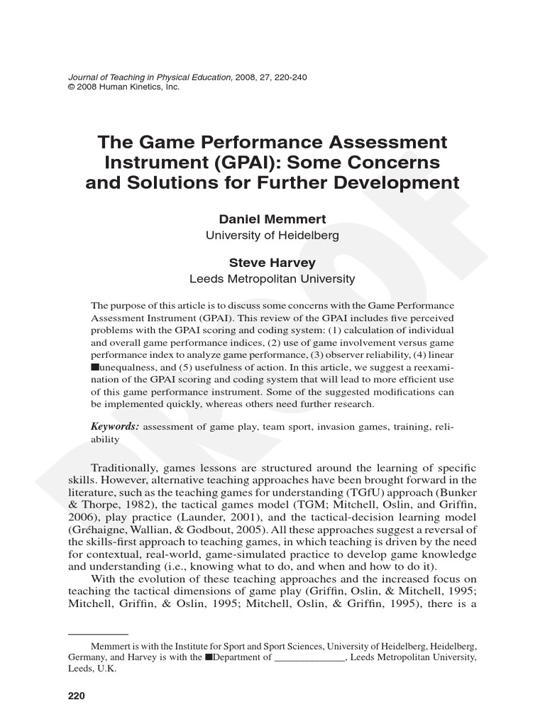 Proof: The Game Performance Assessment Instrument (GPAI) : Some ...