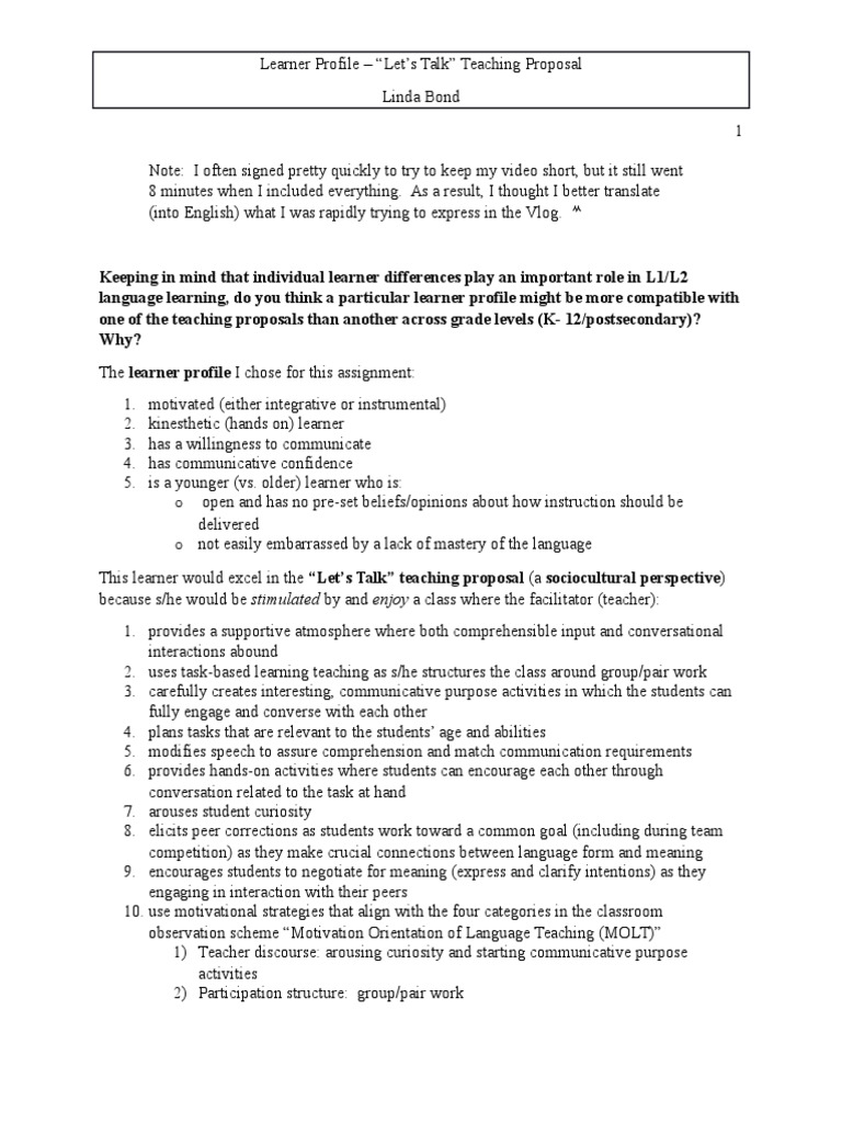 ASL Teaching Proposal and Learner Profile | PDF | American Sign ...