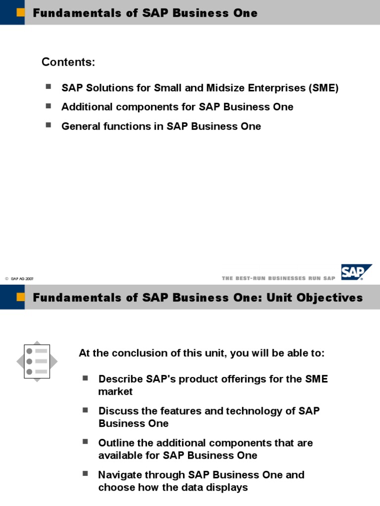01 - Fundamentals of SAP Business One | PDF | Sap Se | Software ...