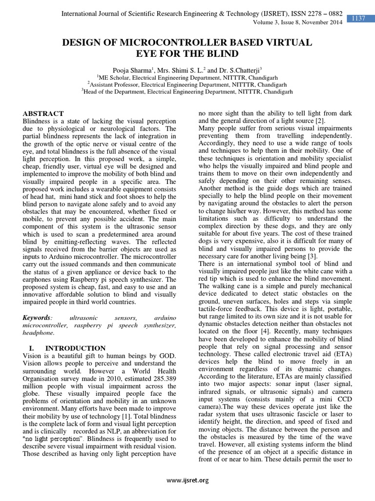 Design of Microcontroller Based Virtual Eye For The Blind | PDF ...
