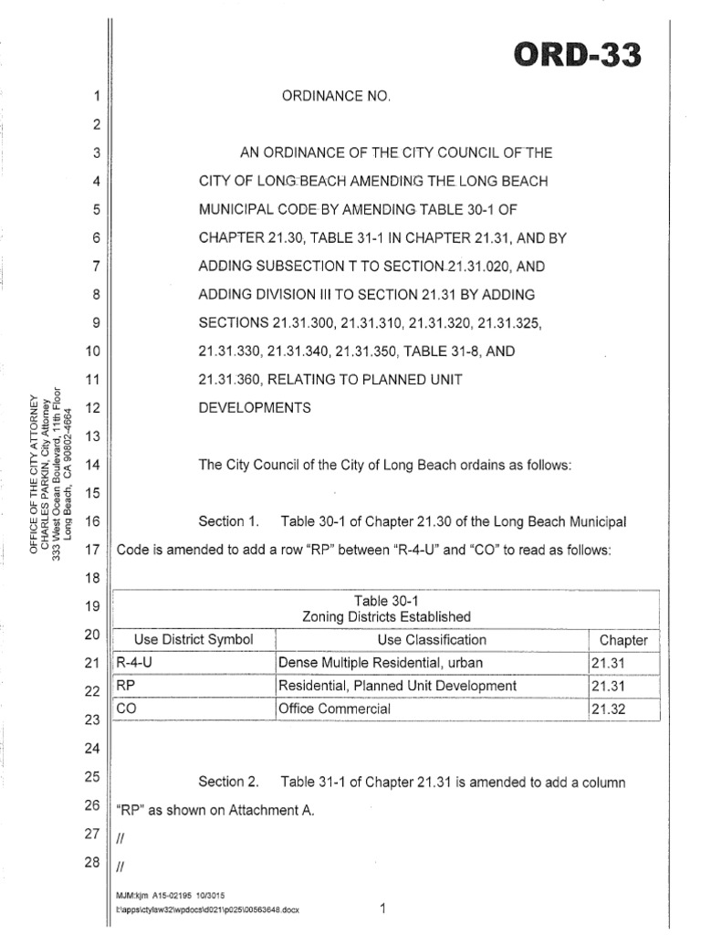 Long Beach PUD Zoning Update | PDF | Covenant (Law) | Zoning