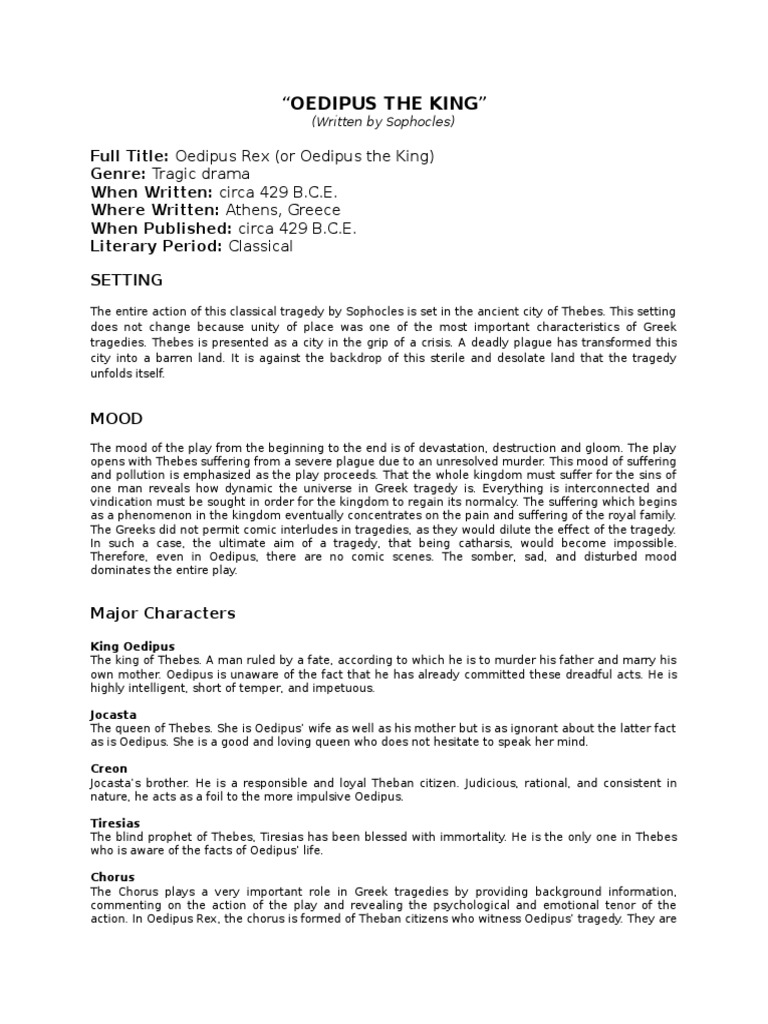 Oedipus the King | PDF | Oedipus | Ancient Thebes (Boeotia)