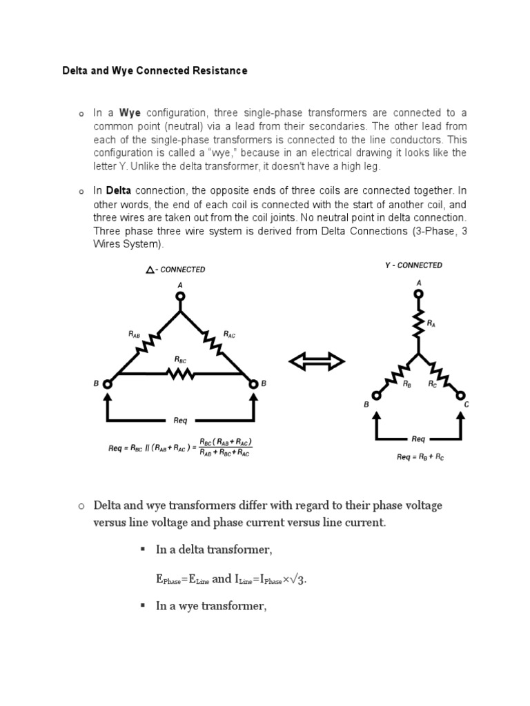 Delta and Wye Resistance Connections | PDF | Technology & Engineering