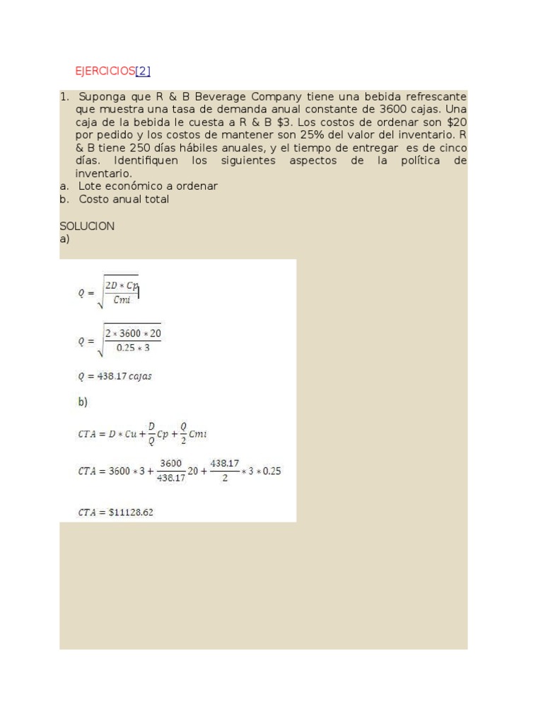 Ejercicios Resueltos de Inventarios IO2 | PDF | Inventario | Ciencias económicas
