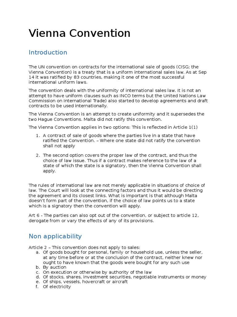 Vienna Convention - International Sale of Goods | PDF | Offer And ...