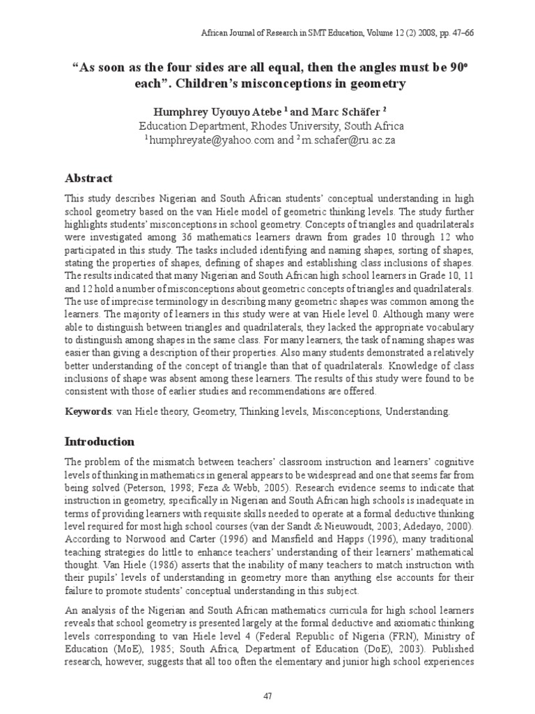 Children's Misconceptions in Geometry | PDF | Rectangle | Geometry