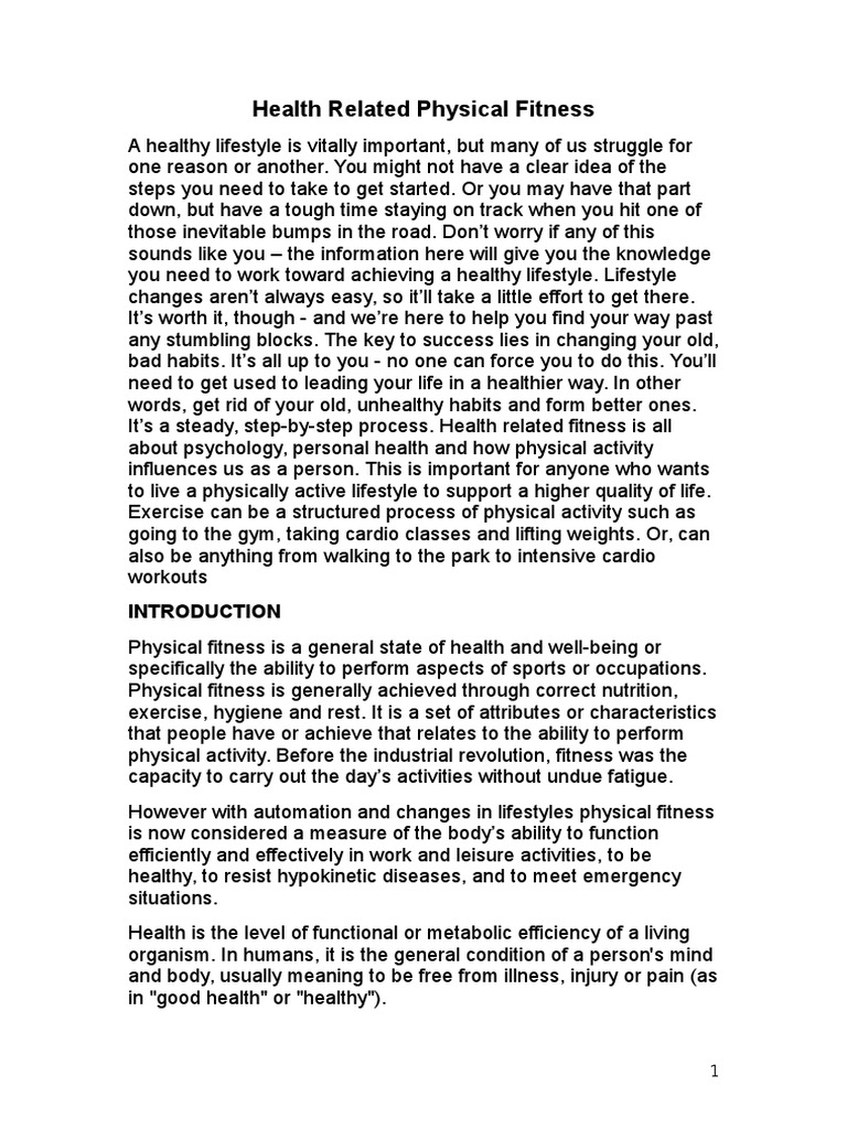 Health Related Physical Fitness | PDF | Physical Fitness | Determinants ...