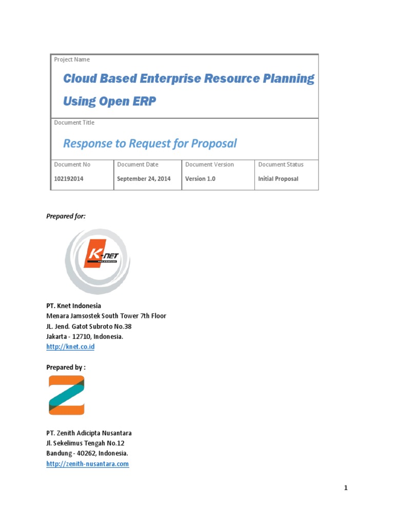 Knet Open ERP Proposal | PDF | Cloud Computing | Enterprise Resource Planning