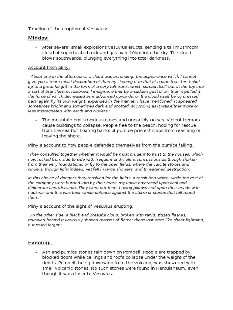 Timeline of the Eruption of Vesuvius | Mount Vesuvius | Natural Disasters