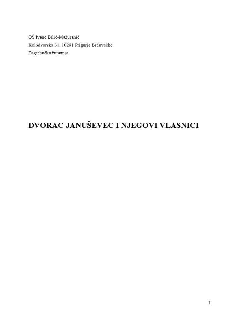 Dvorac Janusevec I Njegovi Vlasnici | PDF