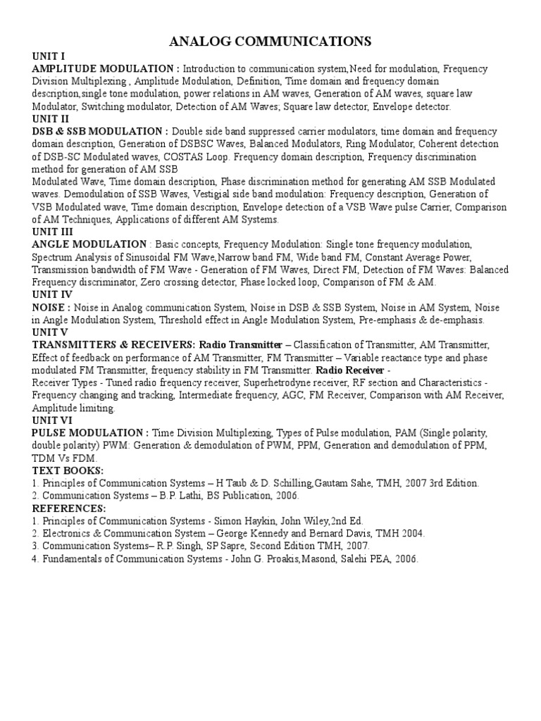 Ac Syllabus New Pdf Frequency Modulation Modulation