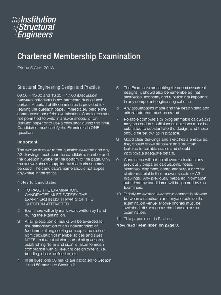 IStructE Chartered Exam Guidelines | PDF | Technology & Engineering