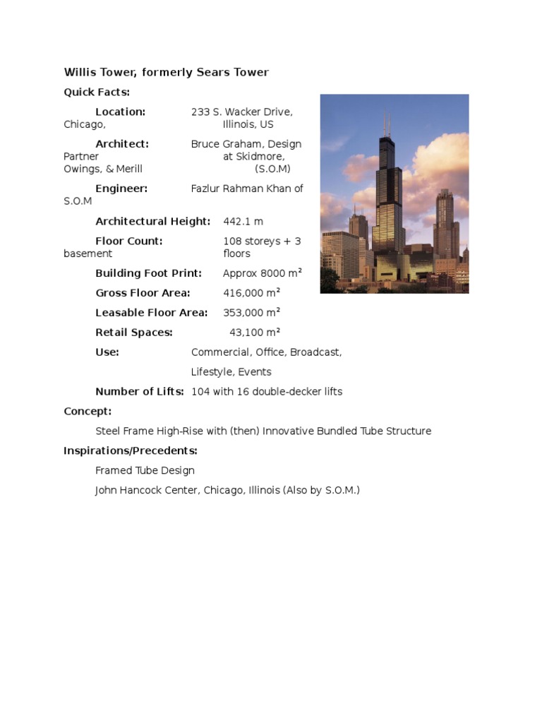 Willis Tower: Design and Structure Facts | PDF | Civil Engineering ...
