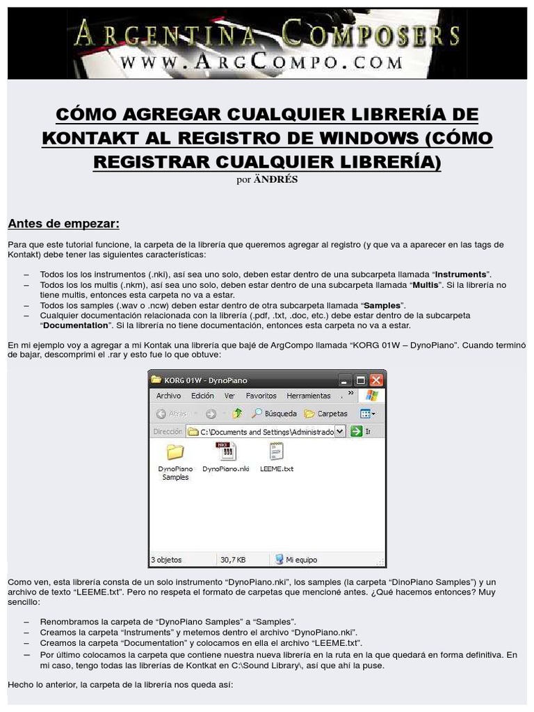Cómo Registrar Cualquier Librería de Kontakt | PDF | Comillas | Archivo de computadora