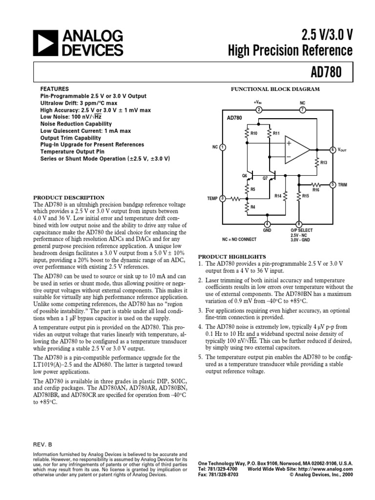 AD780 | PDF | Electrostatic Discharge | Analog To Digital Converter