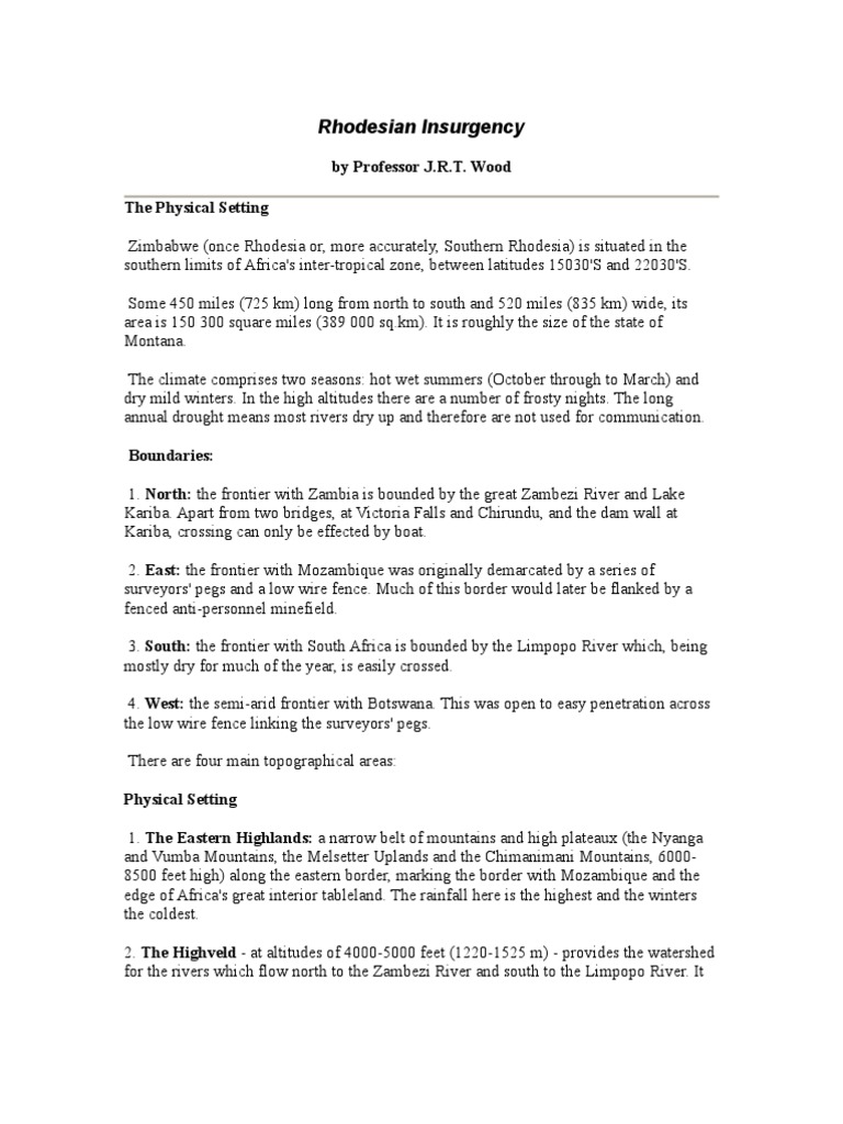 Rhodesian Insurgency Overview | PDF | Rhodesia | Government