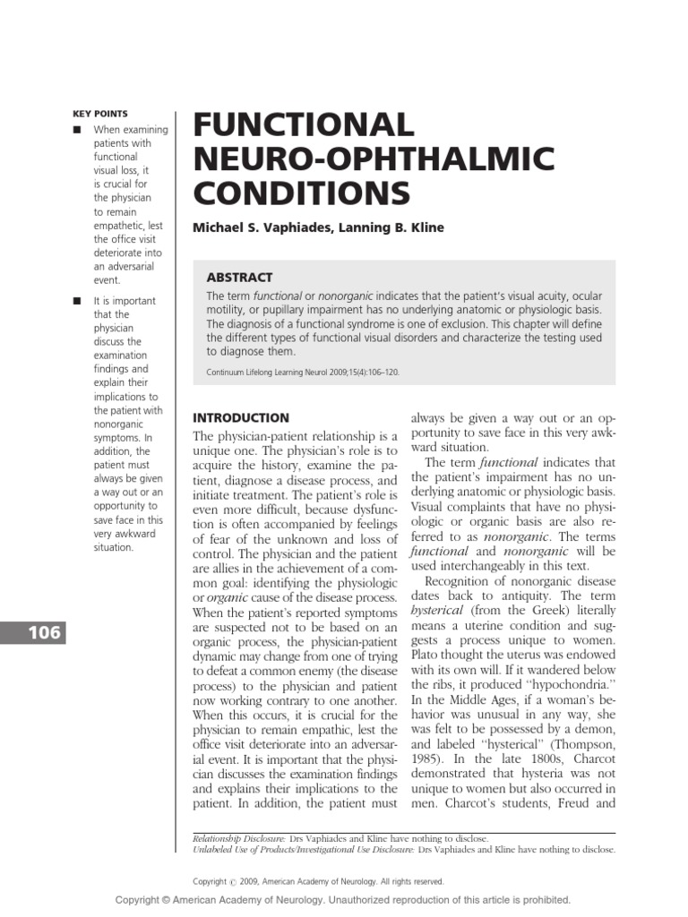 Functional Neuro Ophthalmic Conditions.9 | PDF | Visual Acuity | Visual ...