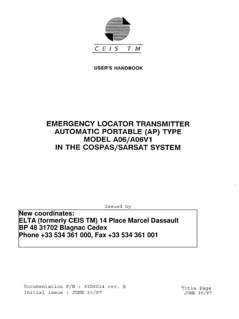 Manual de ELT Modelo A06 User Handbook | PDF