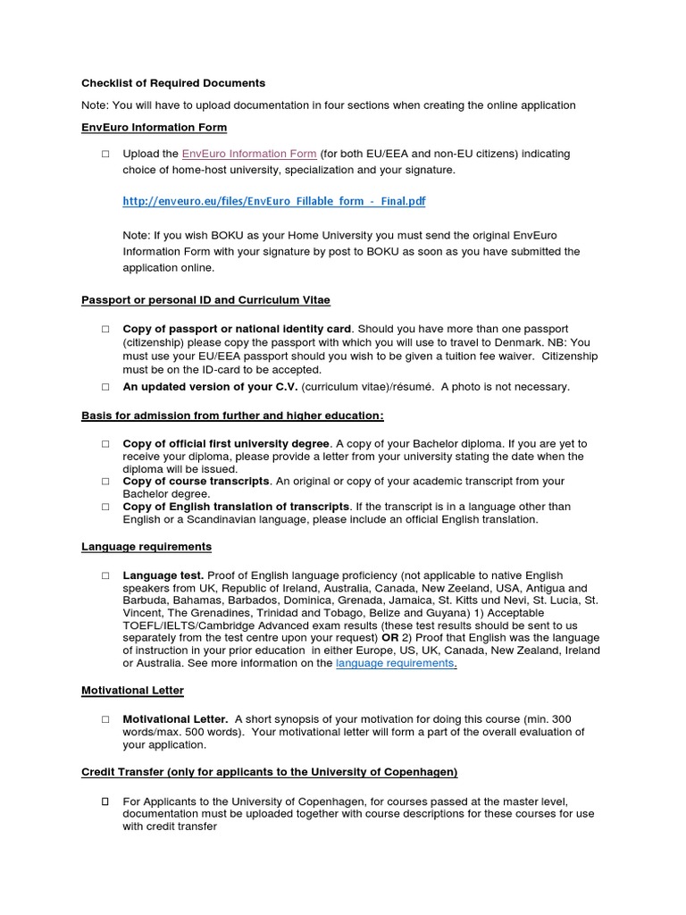 Checklist of Required Documents 2015 | PDF | Identity Document ...