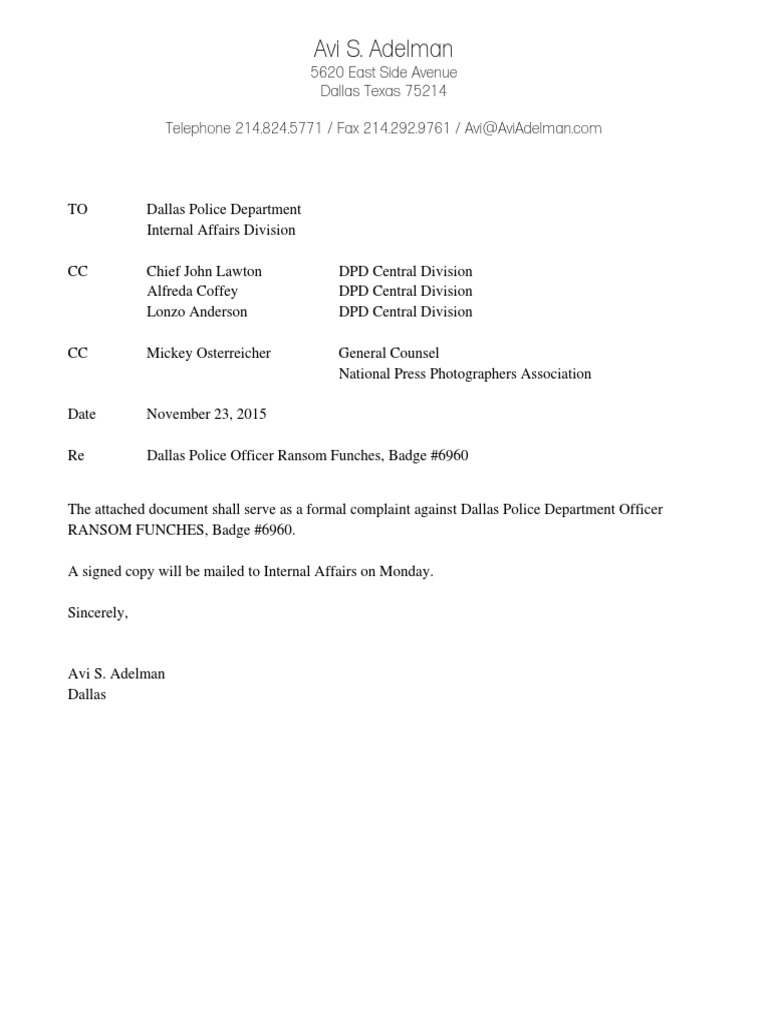 ORR Officer Ransom Funches, Badge #6960 IA 11-20 | PDF | Law ...