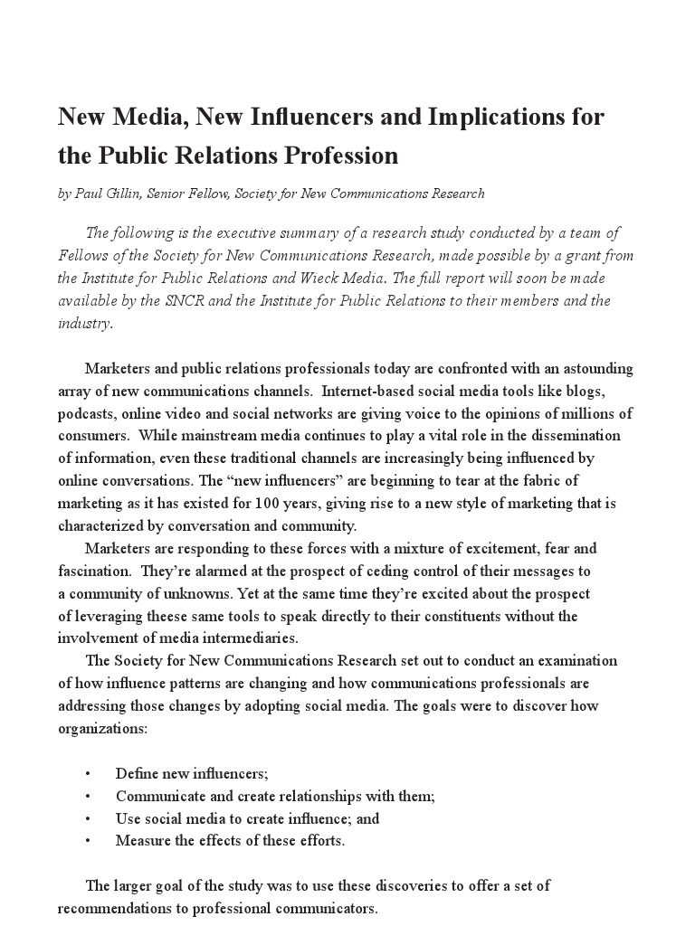 New Influencer | PDF | Public Relations | Social Media