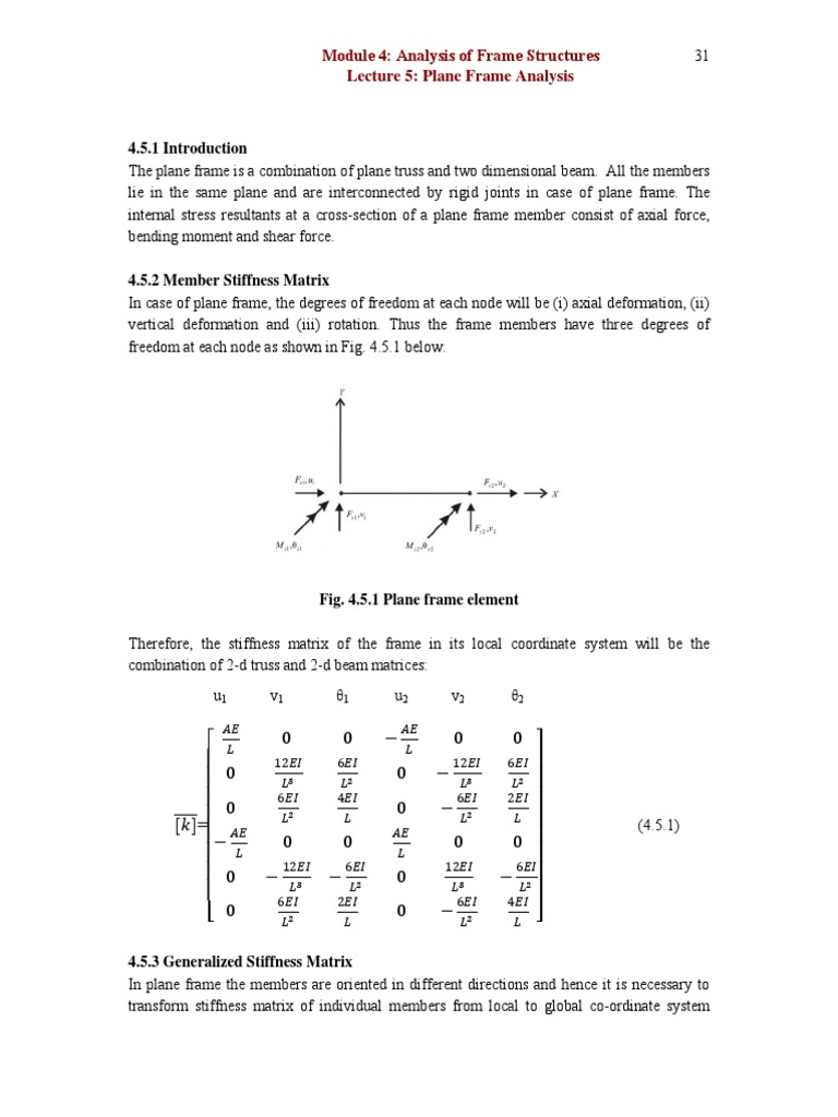 Analysis of Frame Structure | PDF | Stiffness | Matrix (Mathematics)