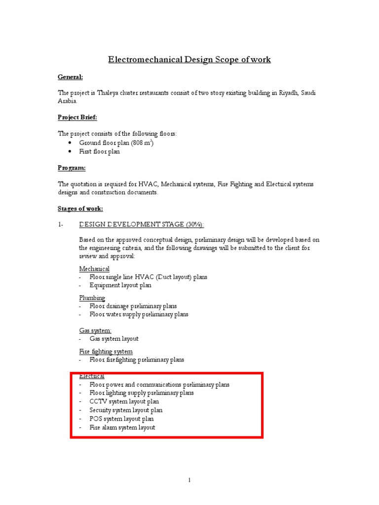 MEP Scope of Work | PDF