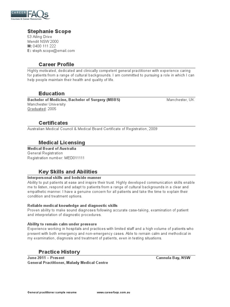 GP Resume for Healthcare Recruiters | PDF | Medical Diagnosis | General ...