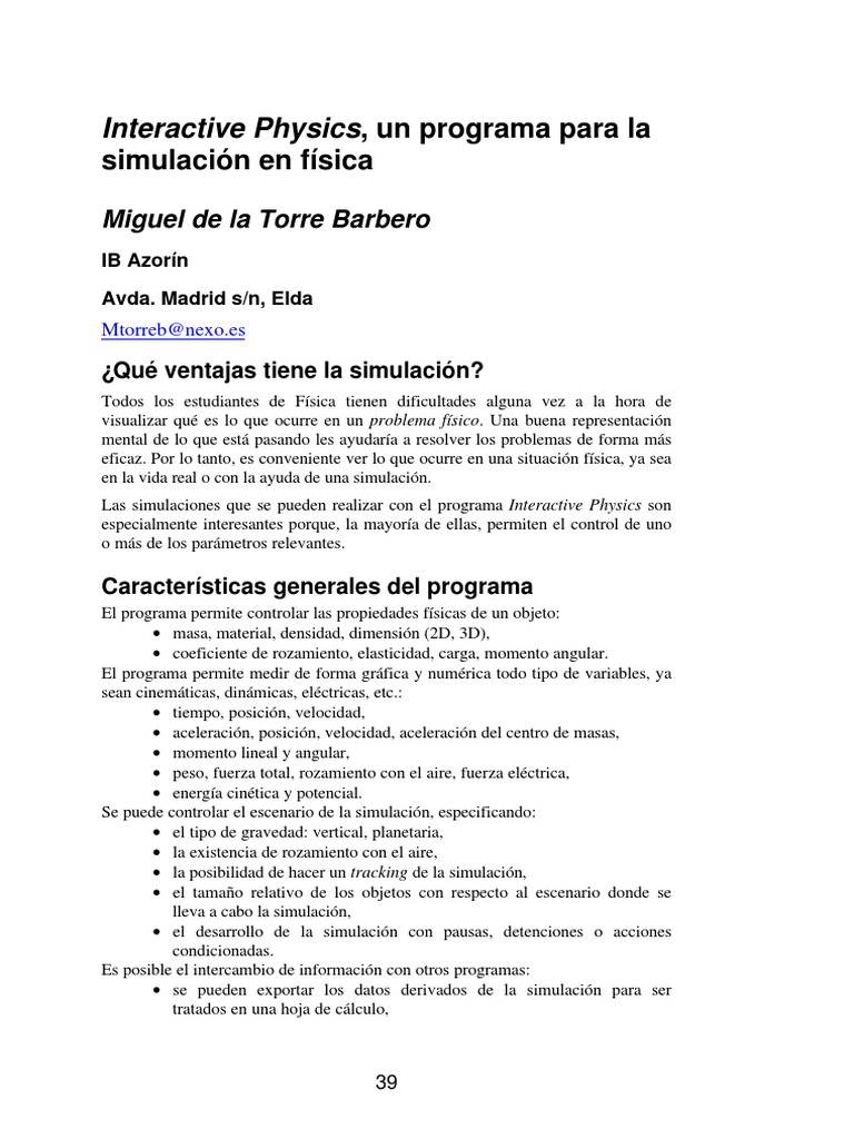 Introducción A Interactive Physics | PDF | Movimiento (física) | Fricción