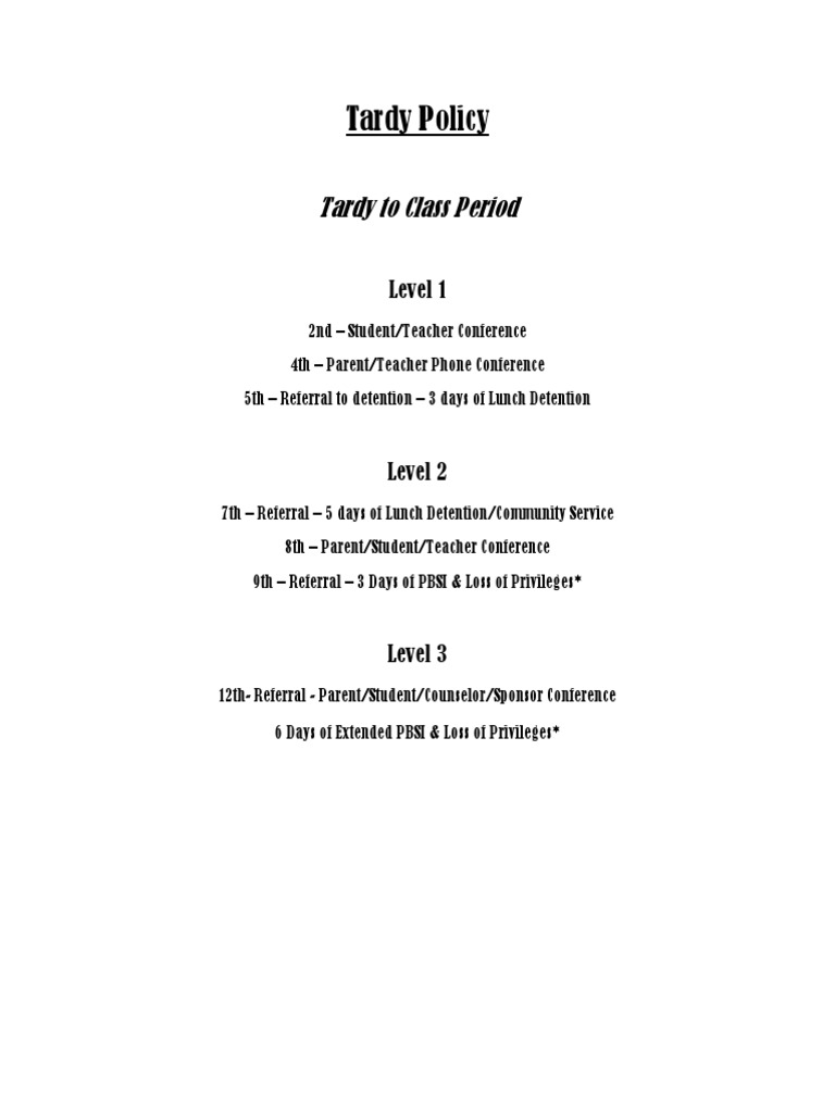 Tardy Policy-2pgs | PDF