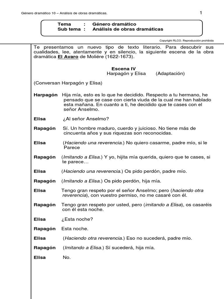 DRAMA 10 Análisis de Obras Dramáticas | PDF