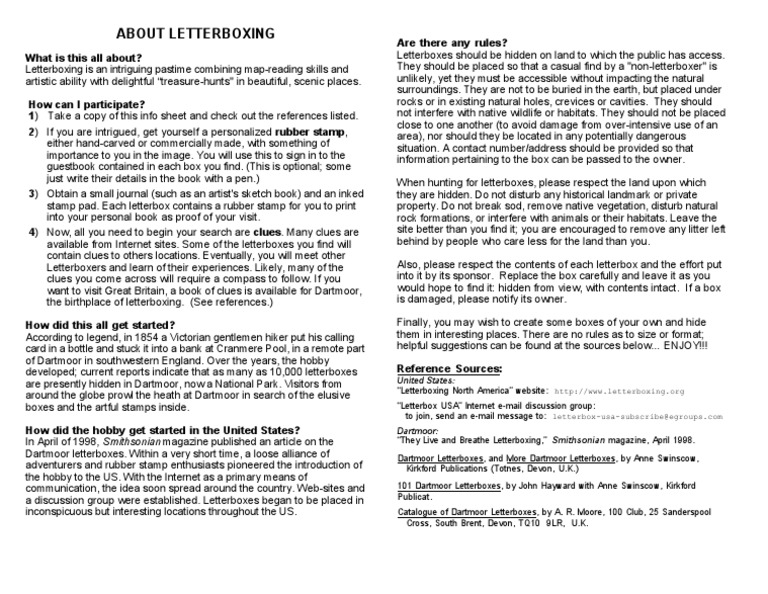 About Letterboxing: What Is This All About? Are There Any Rules? | PDF