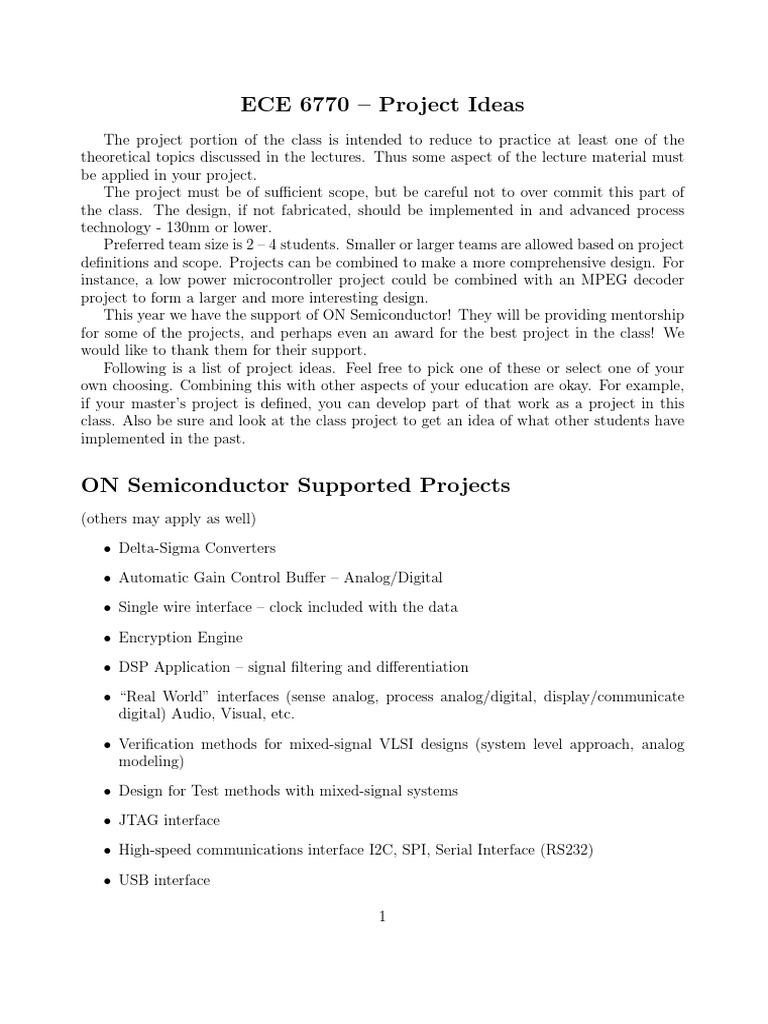 ECE 6770 - Project Ideas | PDF | Codec | Microcontroller