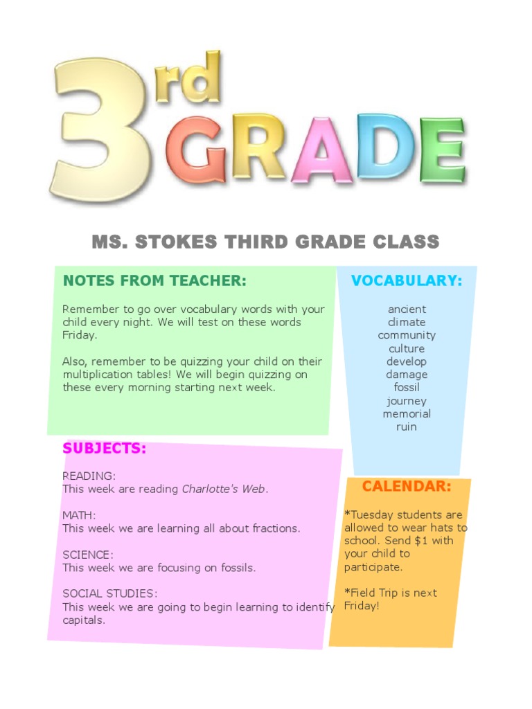 3rd Grade Newsletter Template | PDF | Language Arts & Discipline