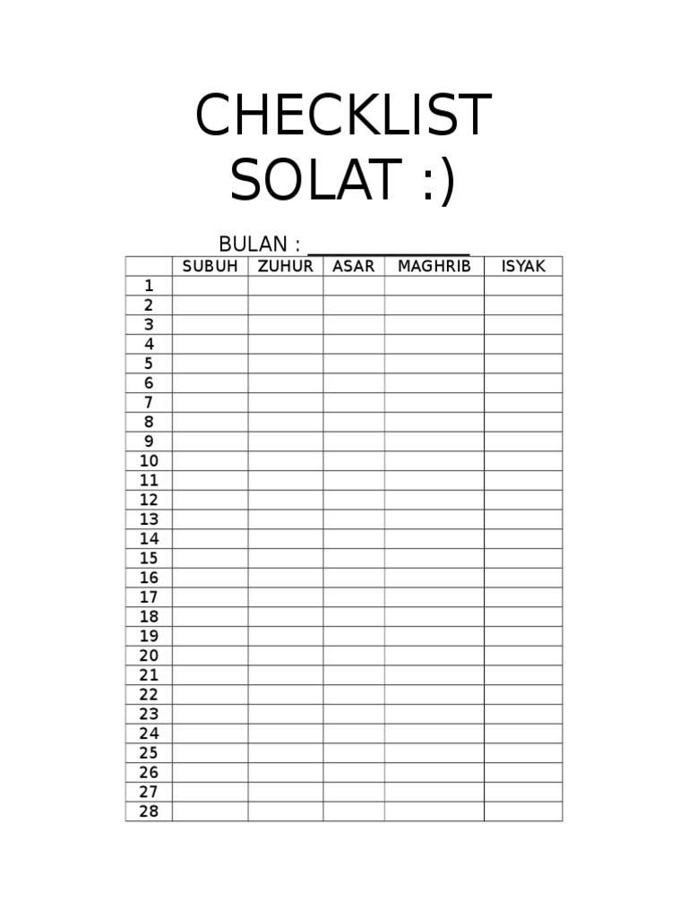 Checklist Solat | PDF