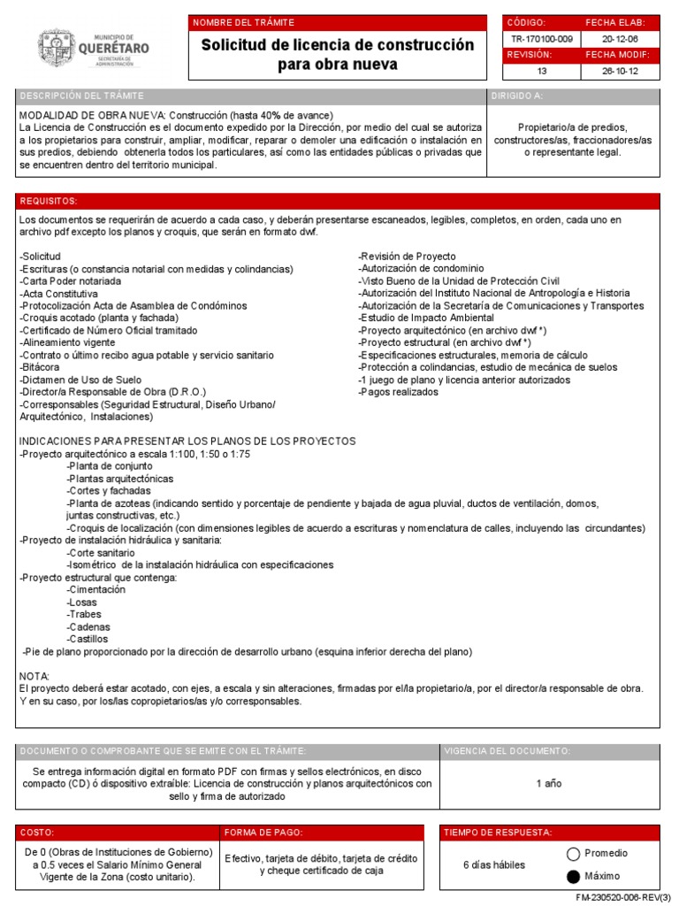 Licencia De Construccon En Queretaro Tecnologia Geral Ciência