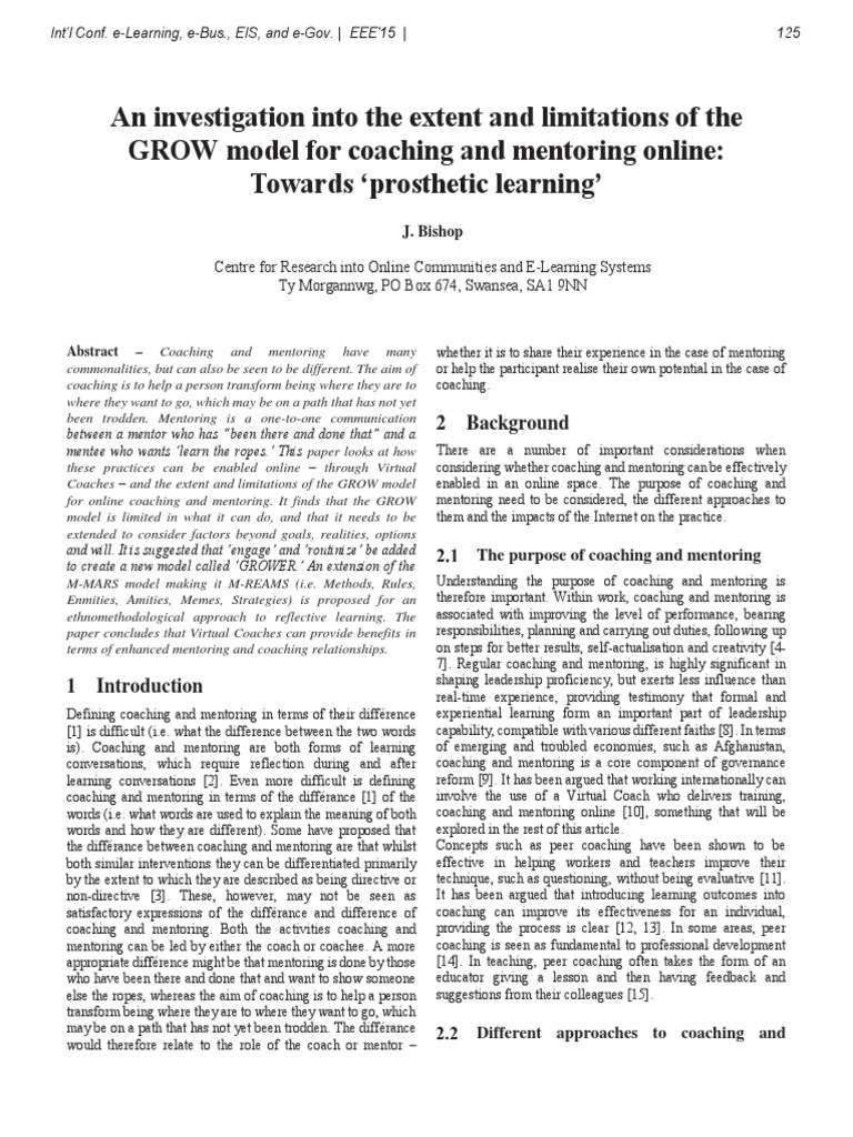 An Investigation Into The Extent and Limitations of The GROW Model For ...