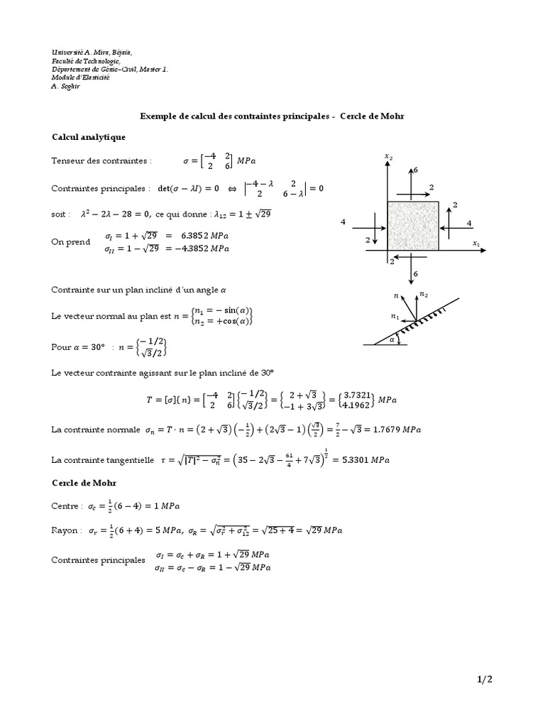 Cercle Mohr | PDF | Mécanique | Physique appliquée et interdisciplinaire