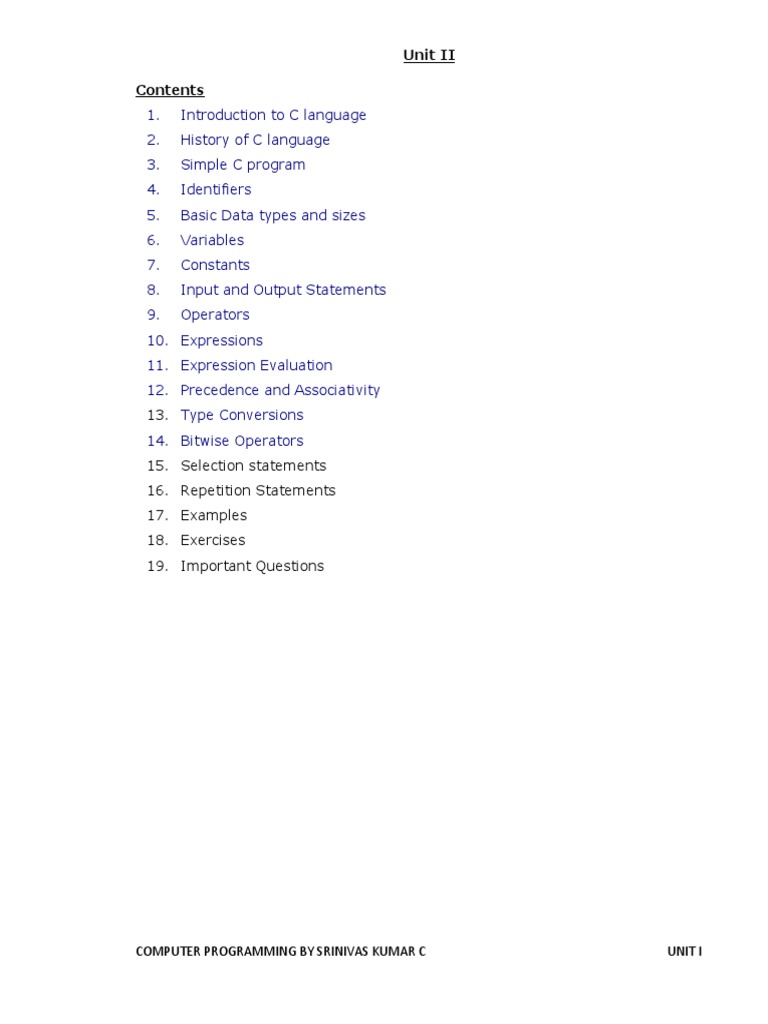 C&DS Unit1 (Part-2) | PDF | C (Programming Language) | Integer (Computer Science)