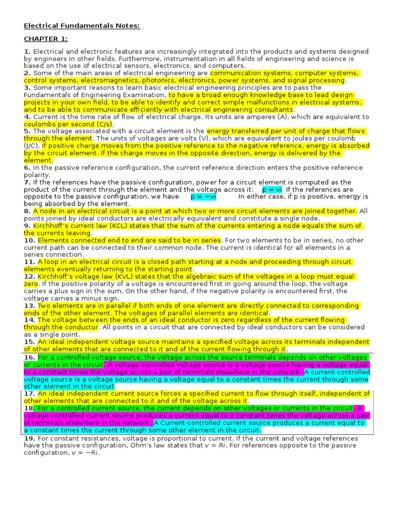 Electrical Fundamentals Overview | PDF | Electric Current | Series And ...