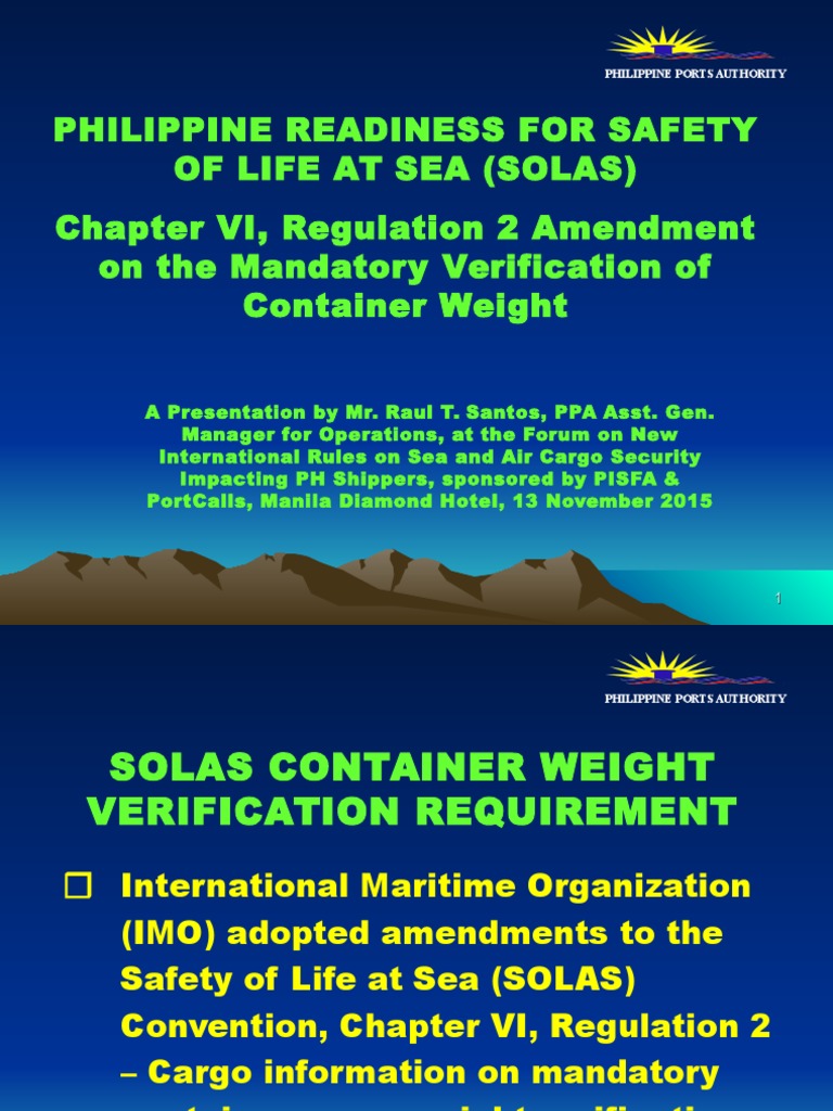 SOLAS-Container Weight Requirement - Ray - Del Moro JR | PDF | Cargo | Port