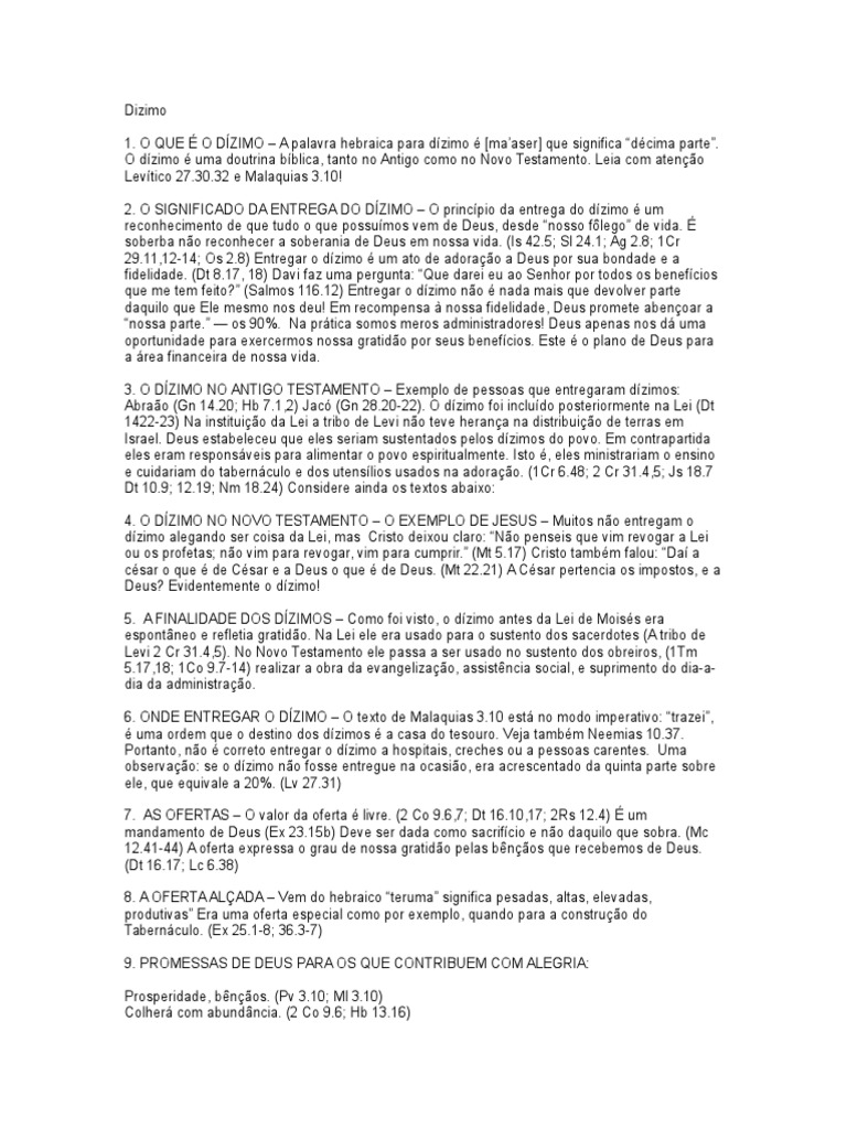 Significado Do Dizimo | PDF | Bíblia | Textos religiosos