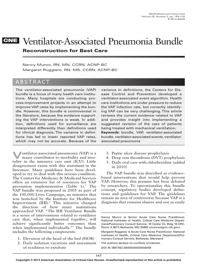 VAP Bundle | Pneumonia | Intensive Care Medicine