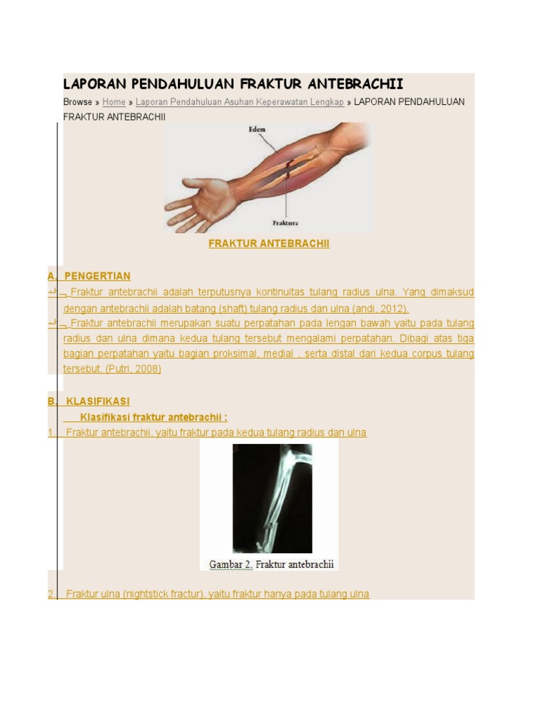 Laporan Pendahuluan Fraktur Antebrachii | PDF